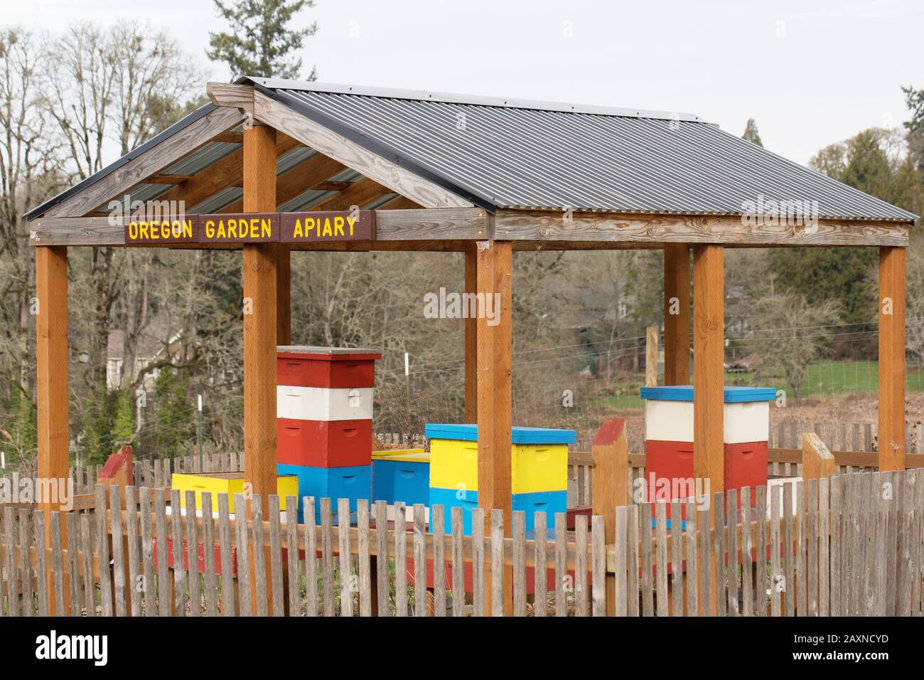 The Oregon Garden apiary Stock Photo - Alamy