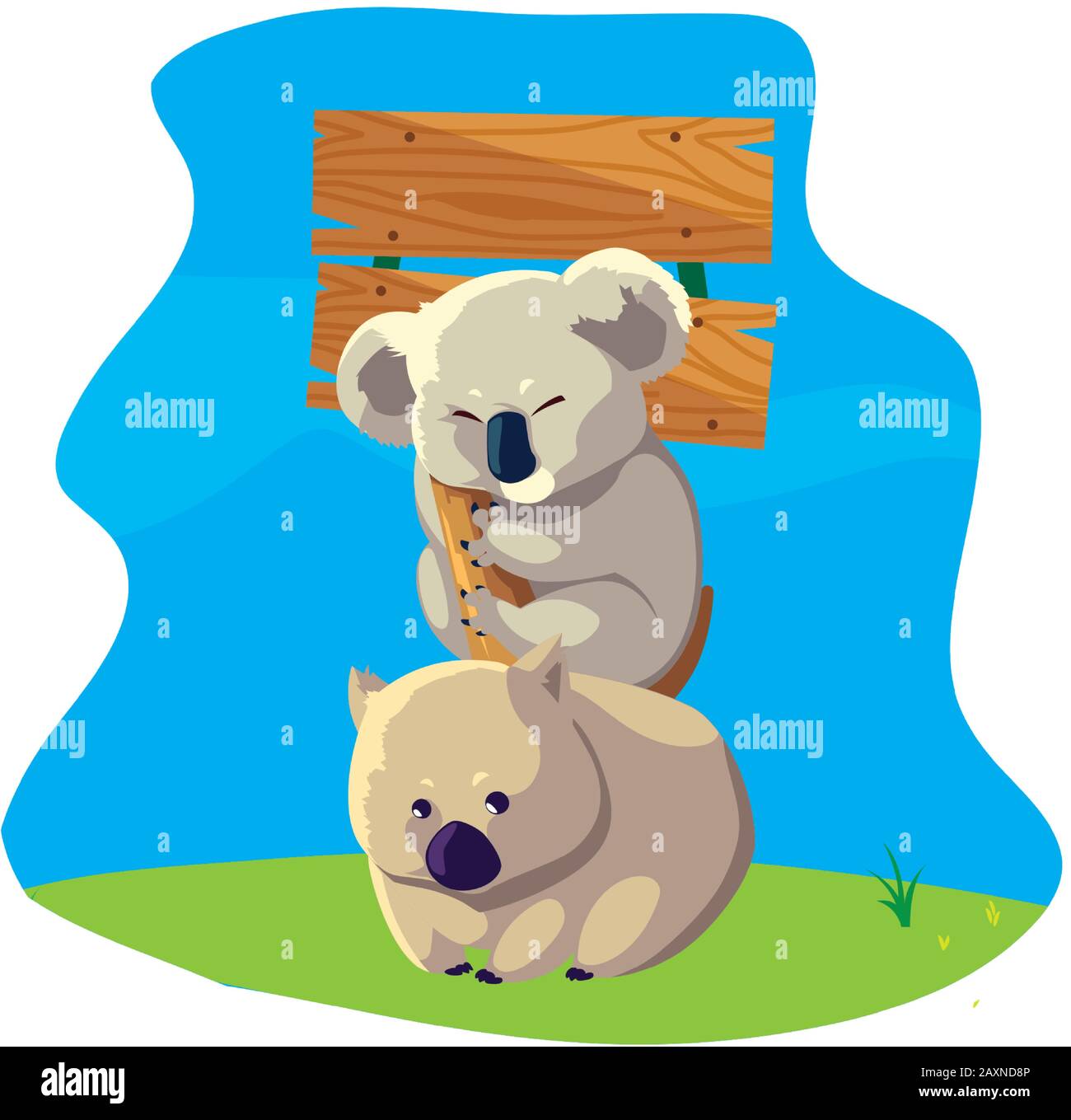 koala and wombat over landscape vector illustration design Stock Vector ...