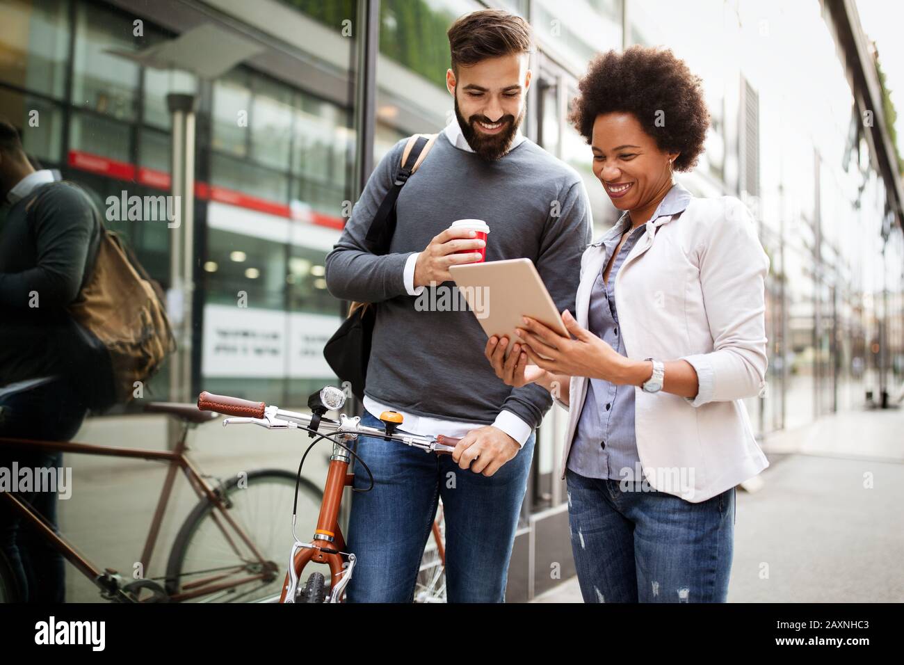 Two People Talking Outside