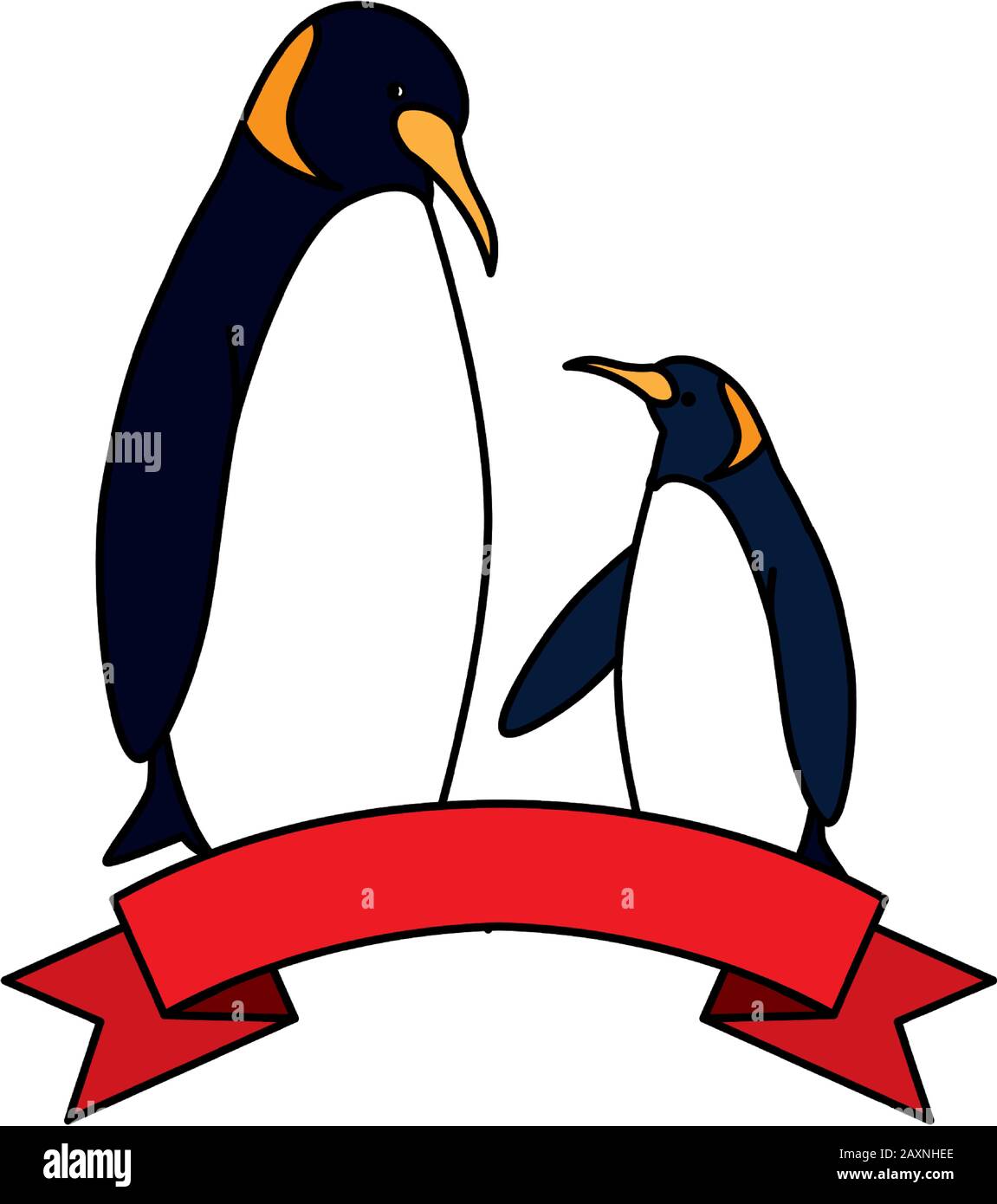 emperor penguins couple on white background vector illustration design ...