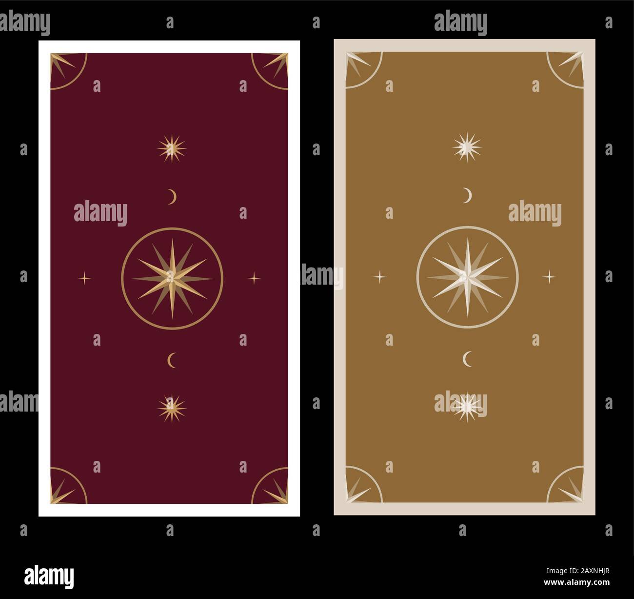 Back of Tarot card decorated with stars, sun and moon. Esoteric ...