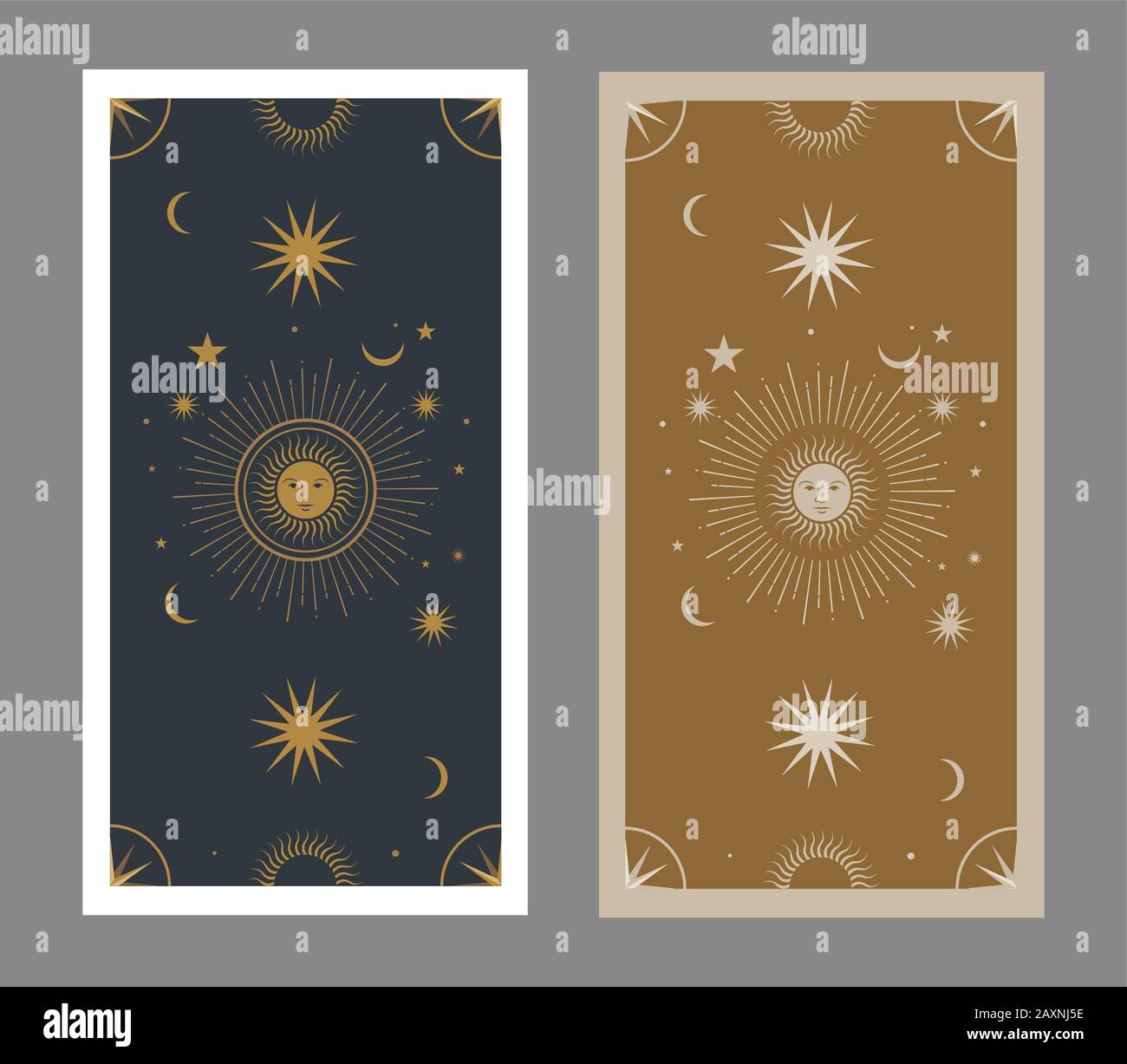 Back of Tarot card decorated with stars, sun and moon. Esoteric ...