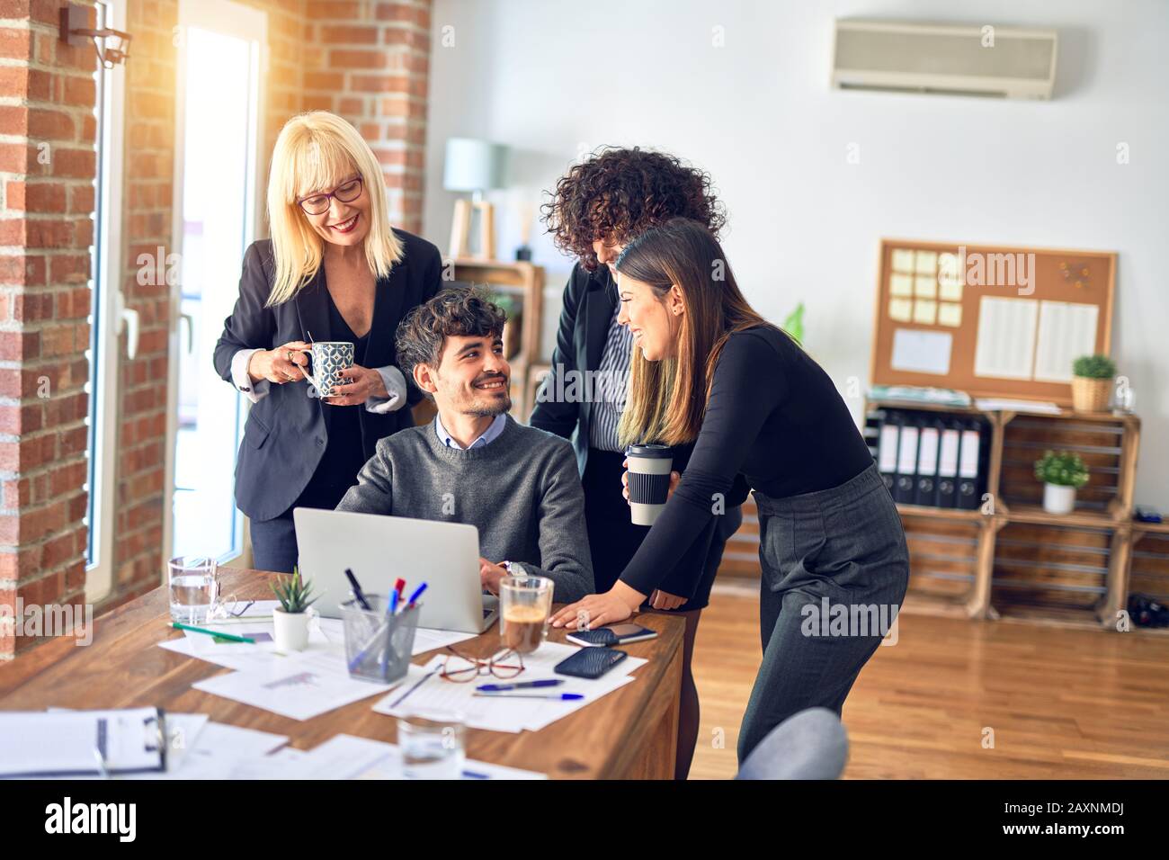 Group of business workers smiling happy and confident. Working together ...