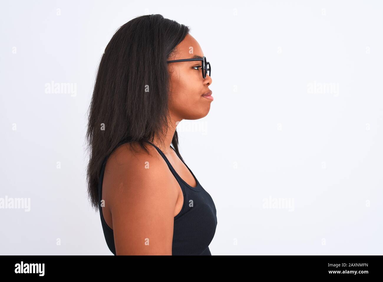 Beautiful Young African American Woman Wearing Glasses Over Isolated