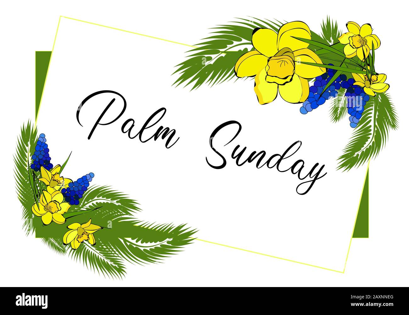 Greeting card for Palm Sunday. Christian religion. Spring flowers Stock ...