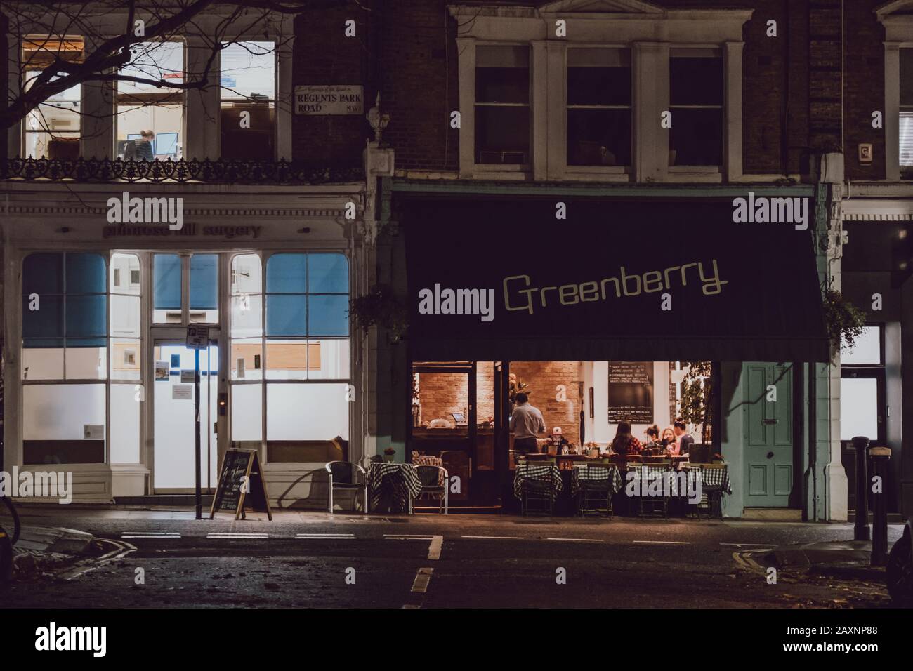 London, UK - November 26, 2019: Facade of the Greenberry restaurant in ...