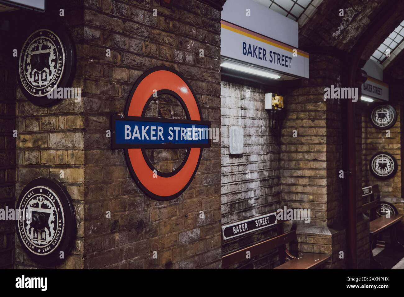 London, UK - November 26, 2019: Baker Street underground station ...