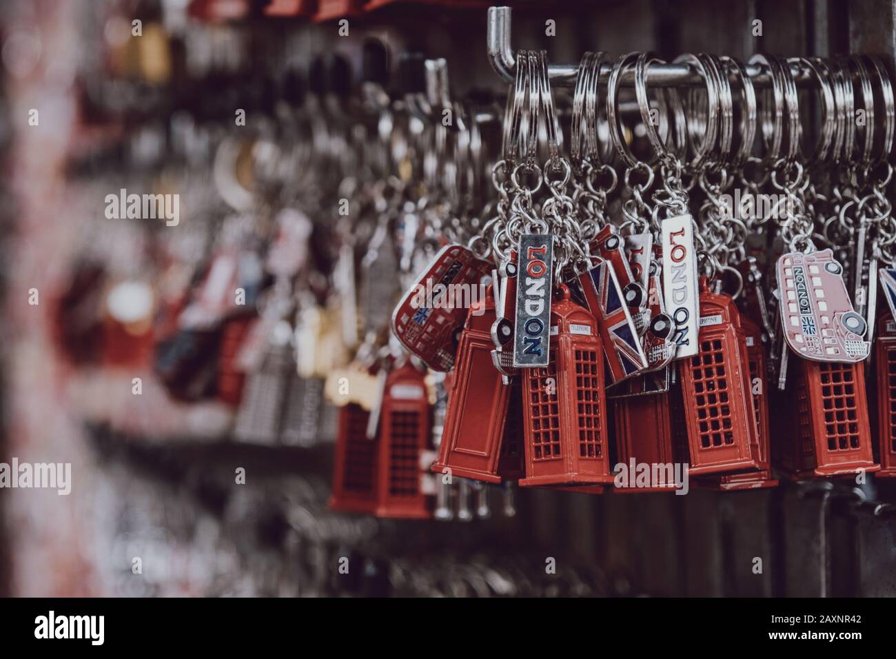London, UK - November 26, 2019: London red post box key chains on sale ...