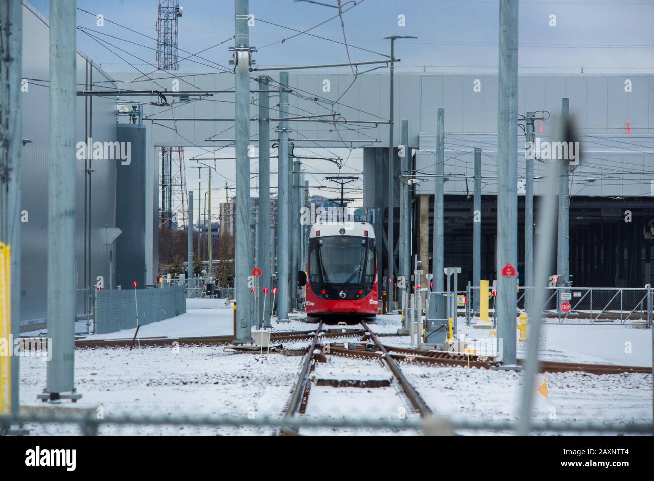 Ottawa's Light Rail stations and trains, in action, during the winter ...