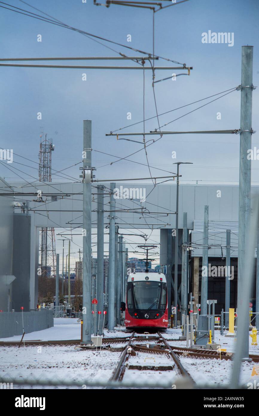 Ottawa's Light Rail stations and trains, in action, during the winter ...