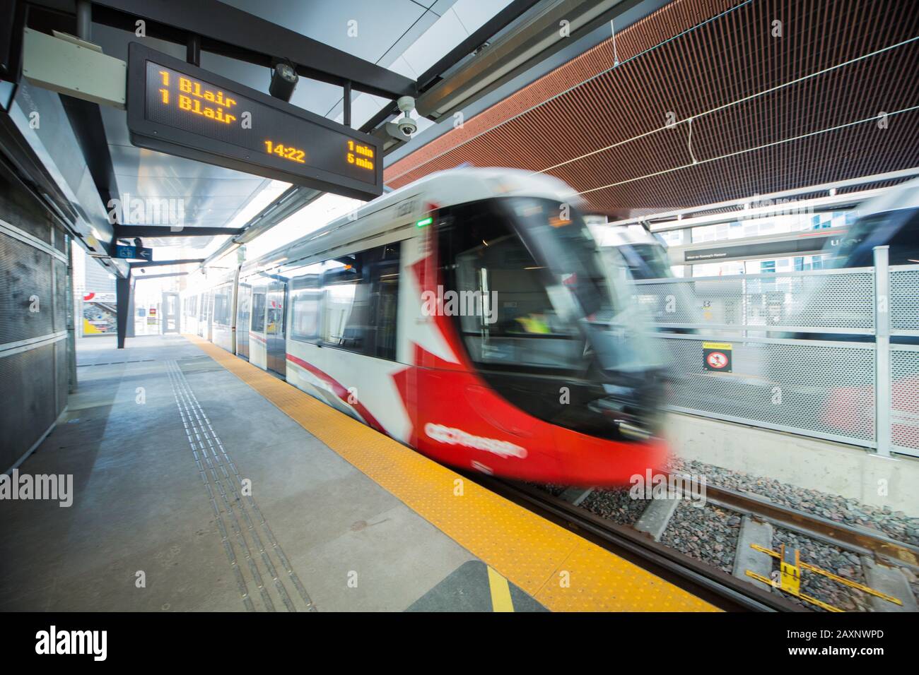 Ottawa's Light Rail stations and trains, in action, during the winter ...