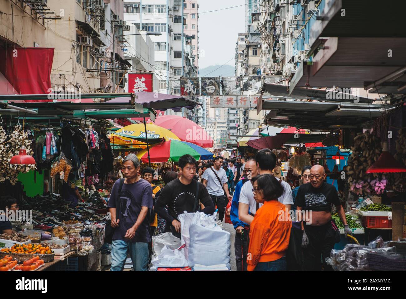 HongKong, China - November, 2019: People on crowded street food market in Hong Kong Stock Photo ...