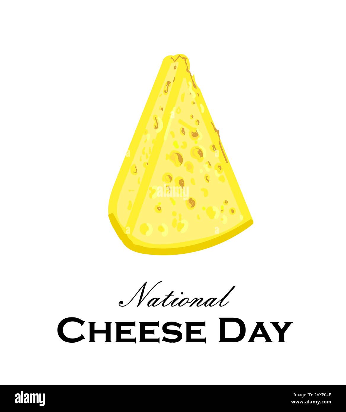 National Cheese Day. Piece of cheese on a white background. Greeting ...