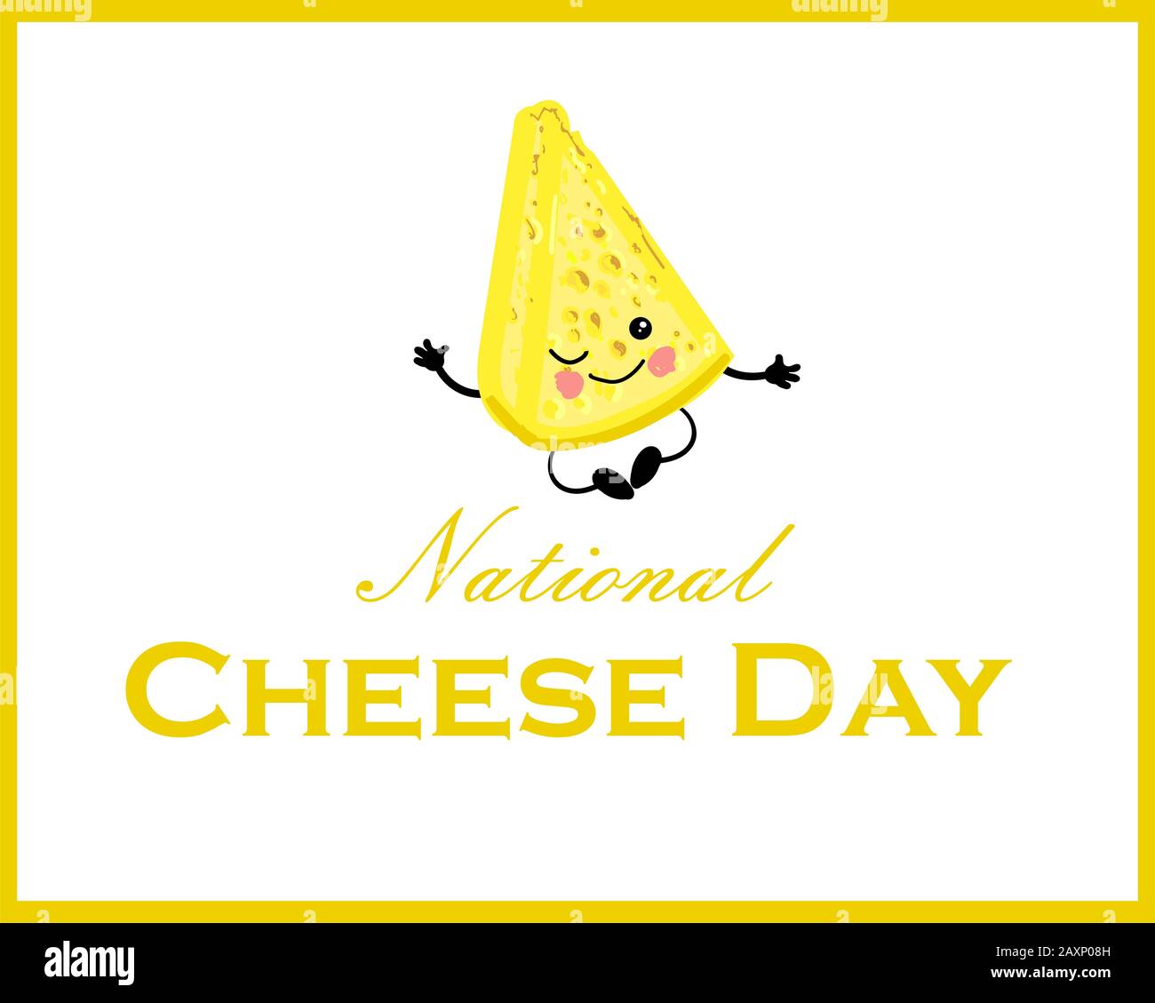 Horizontal banner. Postcard to the day of cheese. Cute cheesy character ...