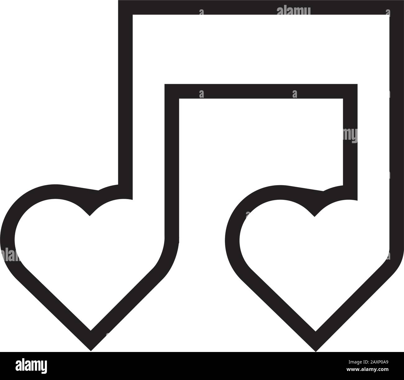 happy valentines day music notes with hearts line style Stock Vector ...