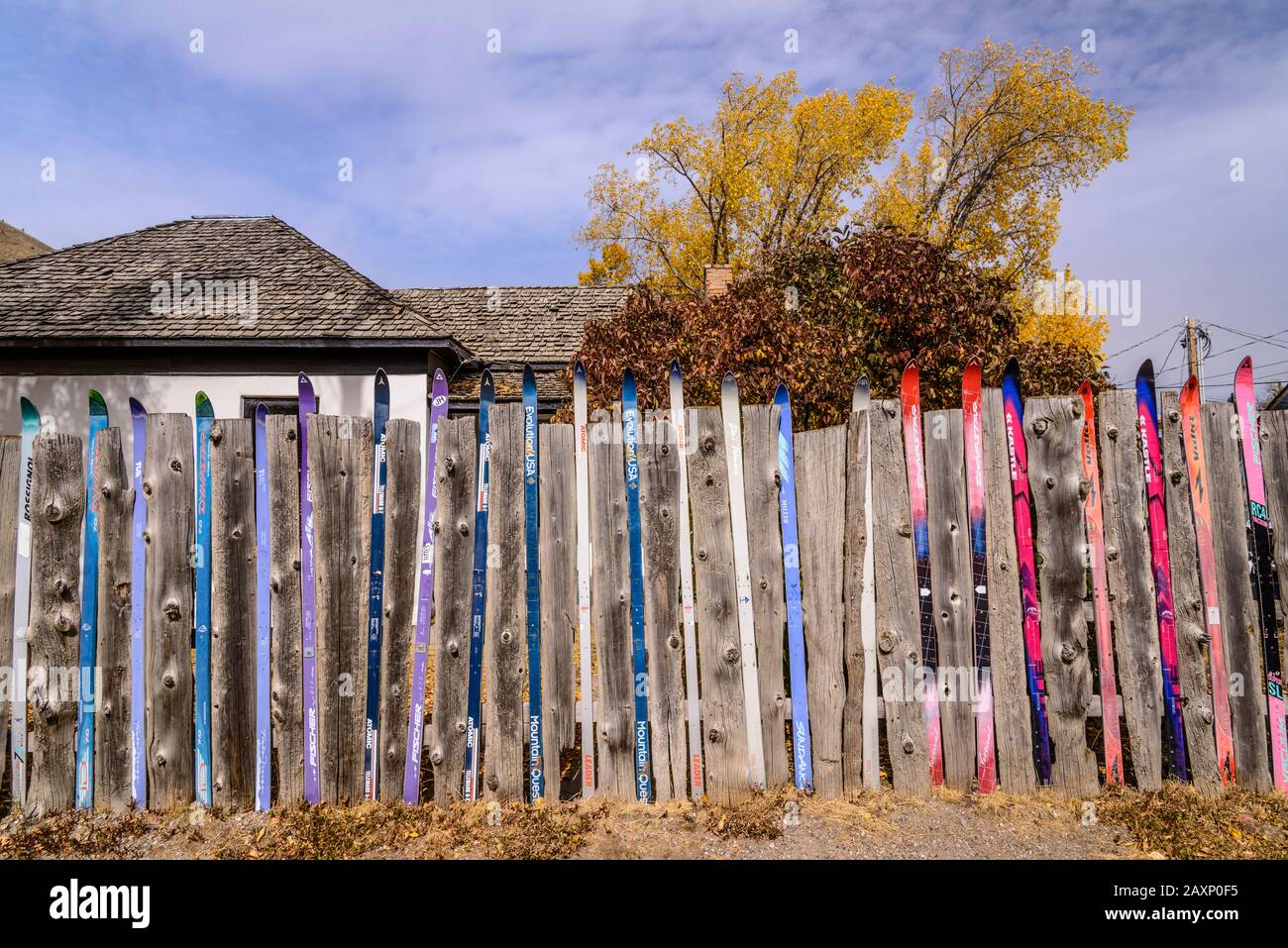 The USA, Wyoming, Jackson Hole, Jackson, ski fence Stock Photo - Alamy