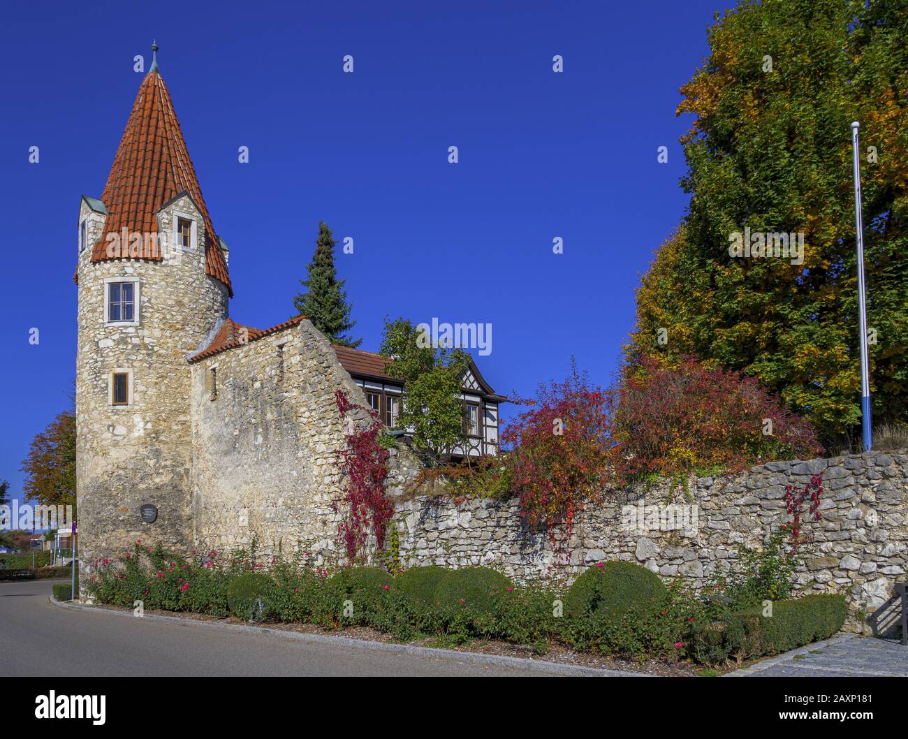 City wall and tower, Abensberg, Lower Bavaria, Germany Stock Photo - Alamy