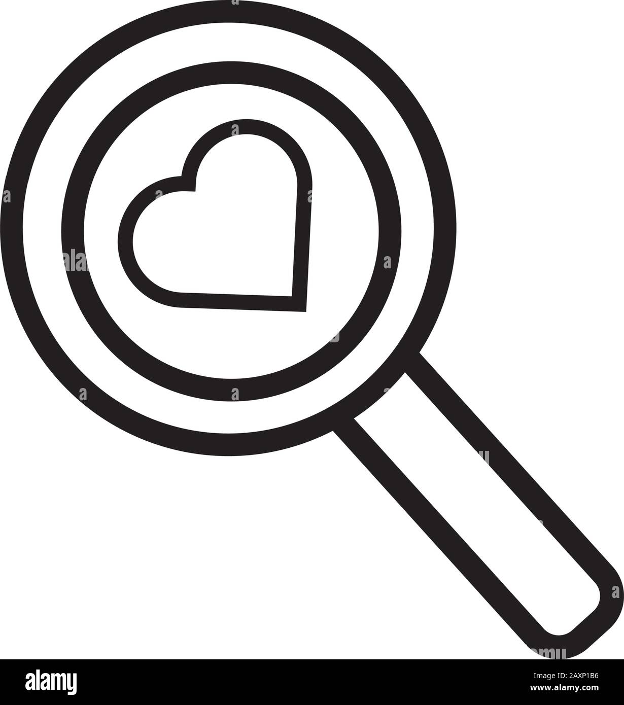 happy valentines day magnifying glass with heart line style Stock ...