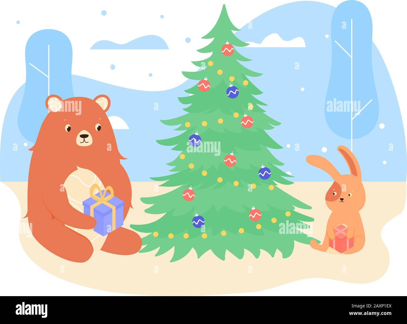 Forest animals in the snow Stock Vector Images - Alamy