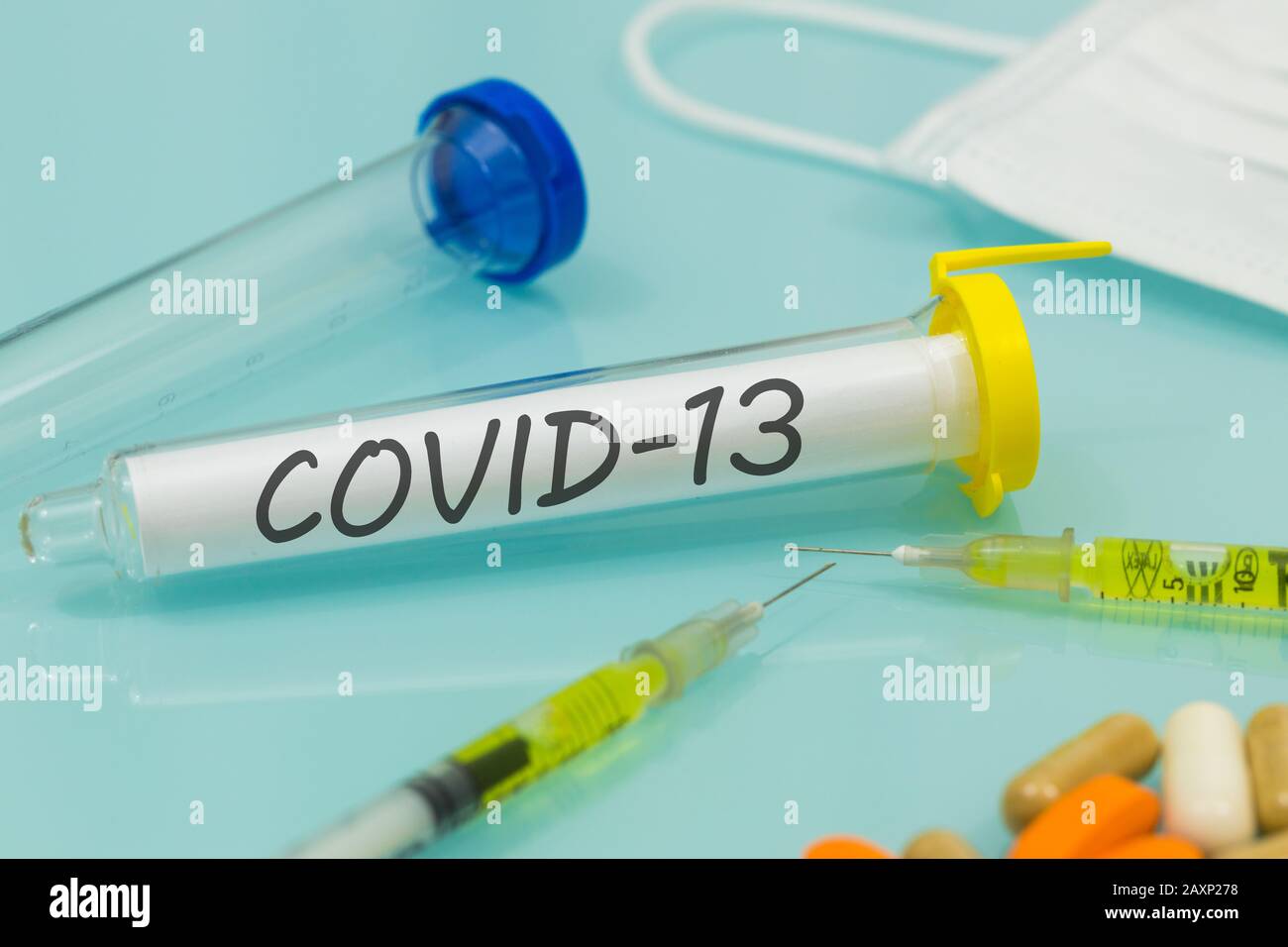 COVID-19 virus vial on a laboratory table Stock Photo - Alamy