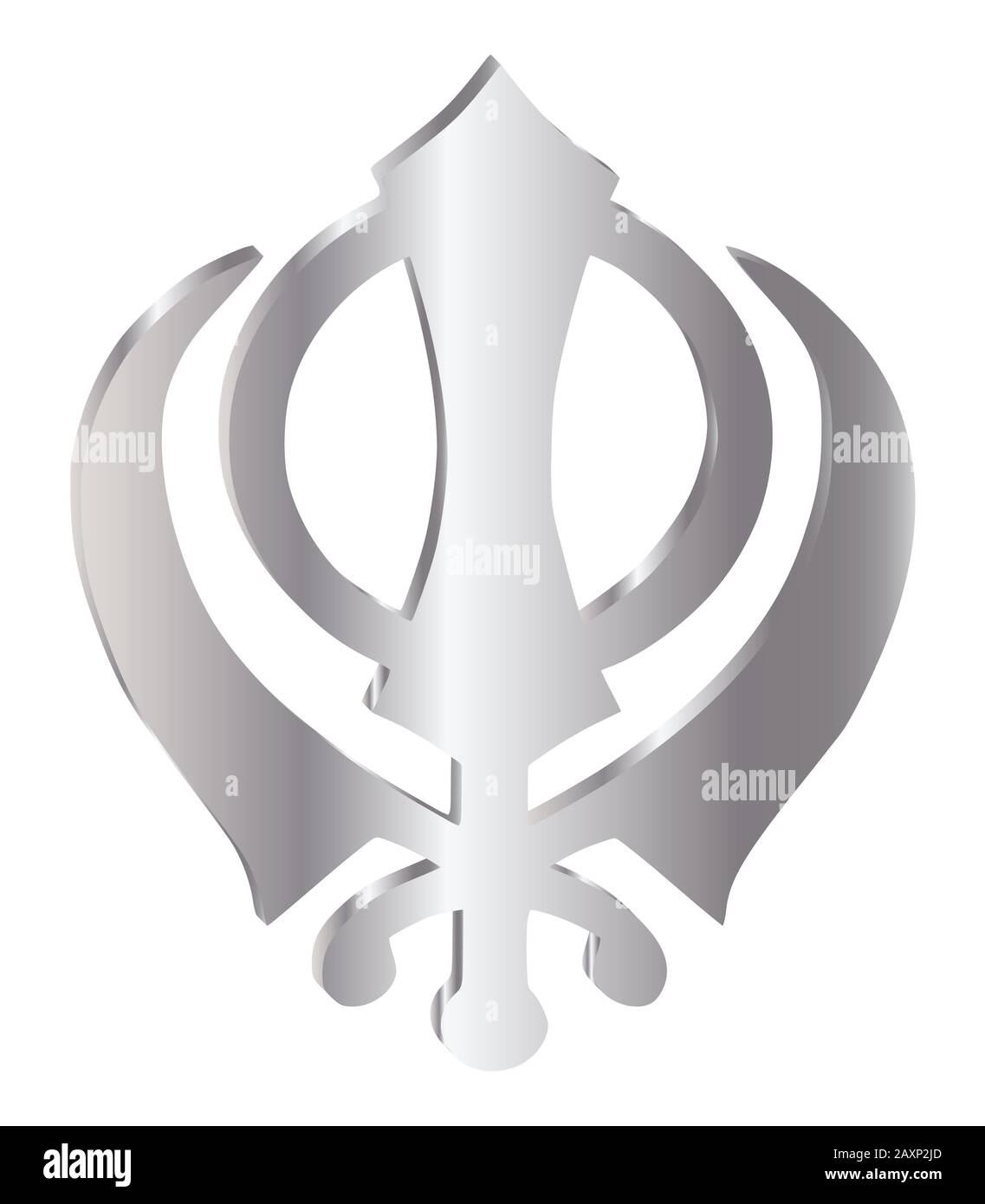 The main symbol of Sikhism – sign Khanda (silver), white background ...