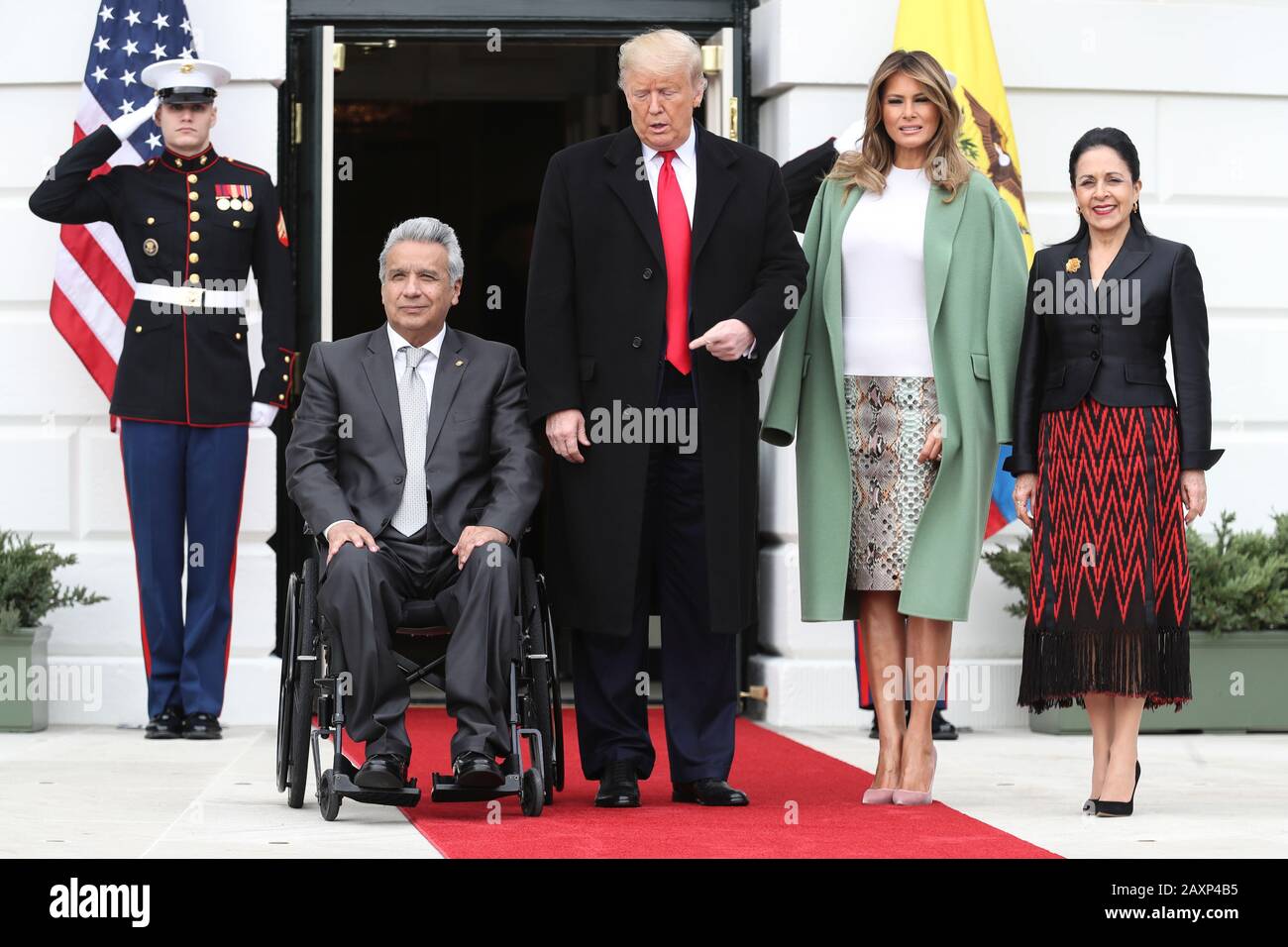 President Donald Trump and first lady Melania Trump welcome Ecuadorian ...