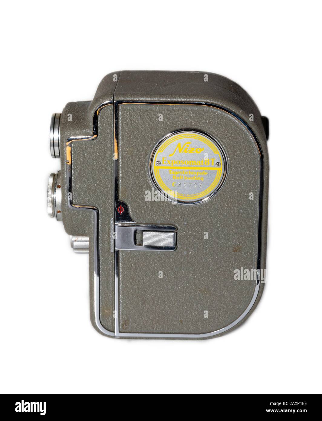 Old Antique Nizo Exposomat 8T cine camera, cut out on white background ...