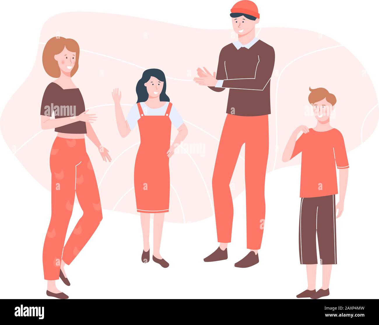 Group of four children Stock Vector Image & Art - Alamy