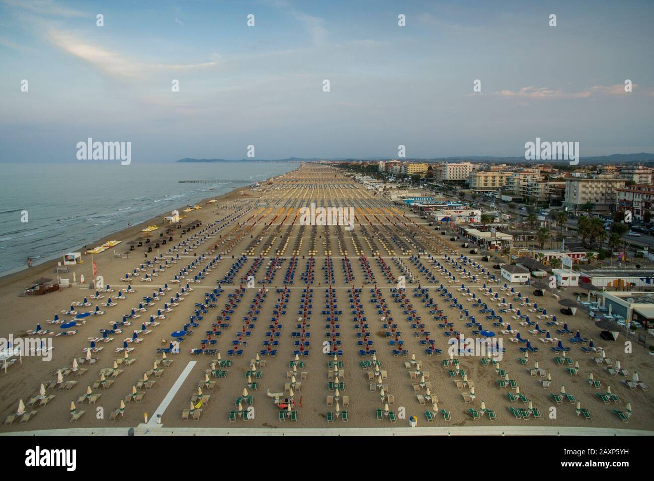 bird's eye view adriatic beach in summer drone view Stock Photo - Alamy