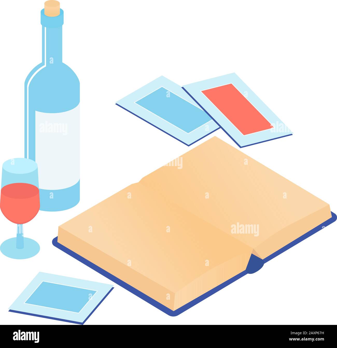 Wine bottle book glass Stock Vector Images - Alamy
