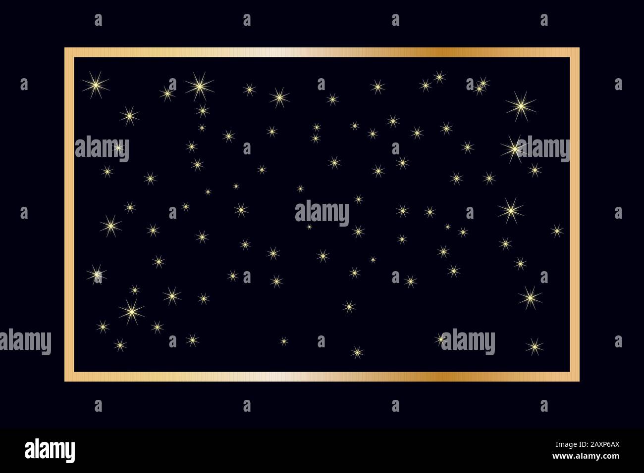 Golden frame with lights effects isolated on black background. Neon ...