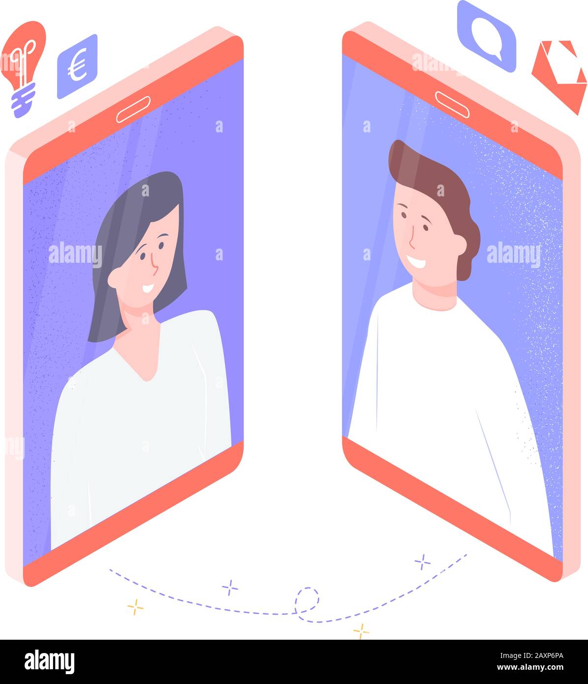 Couple on laptop video Stock Vector Images - Alamy