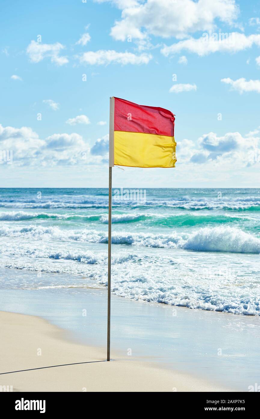 Landscape, Flag, Beach, Surfers Paradise, Gold Coast, Queensland ...