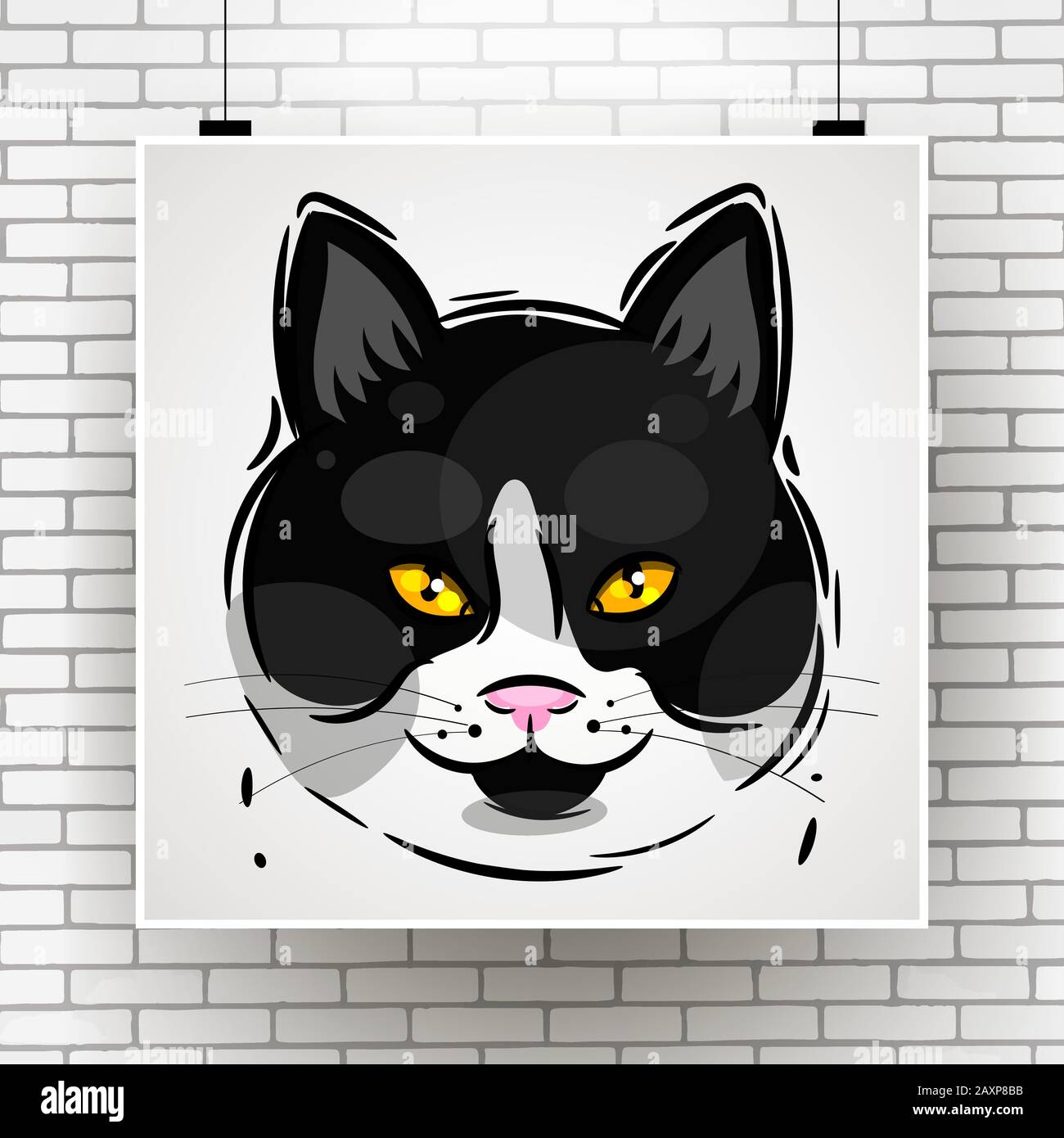 Grunge Background With A Stylized Cat Face Theme. Illustration Suitable ...