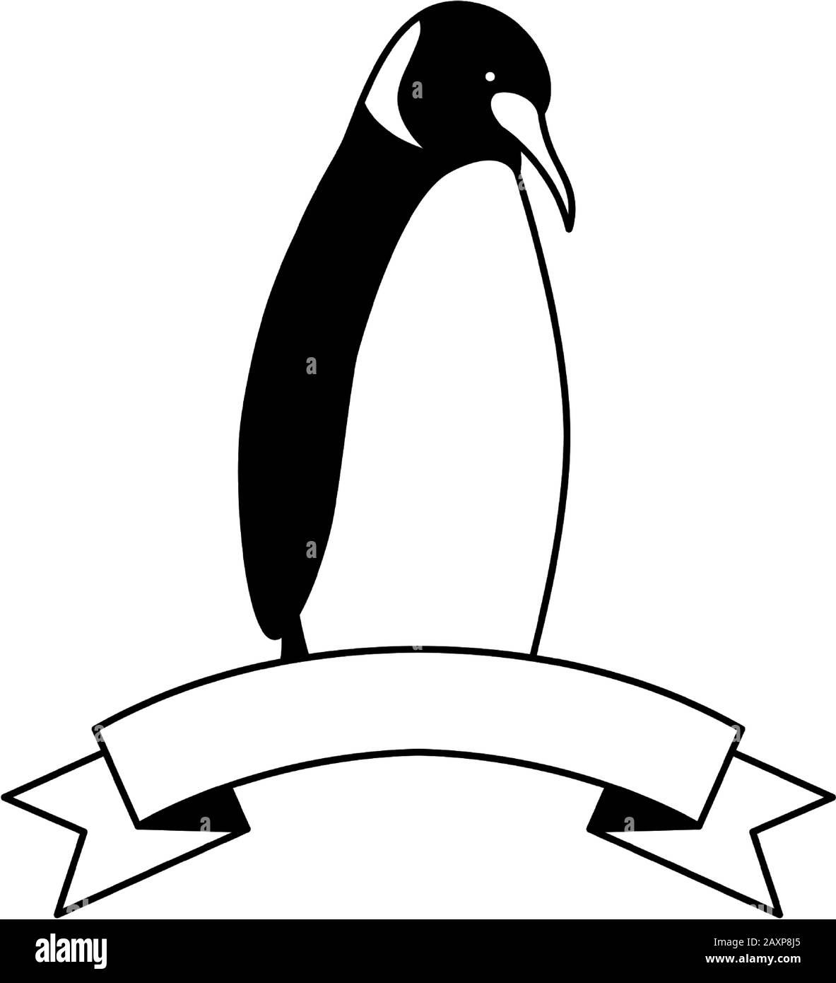 emperor penguin with ribbon on white background vector illustration ...