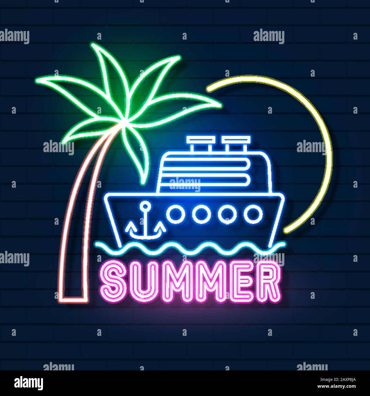 Summer Beach Neon Sign. Neon Sign, Bright Signboard Stock Vector Image ...