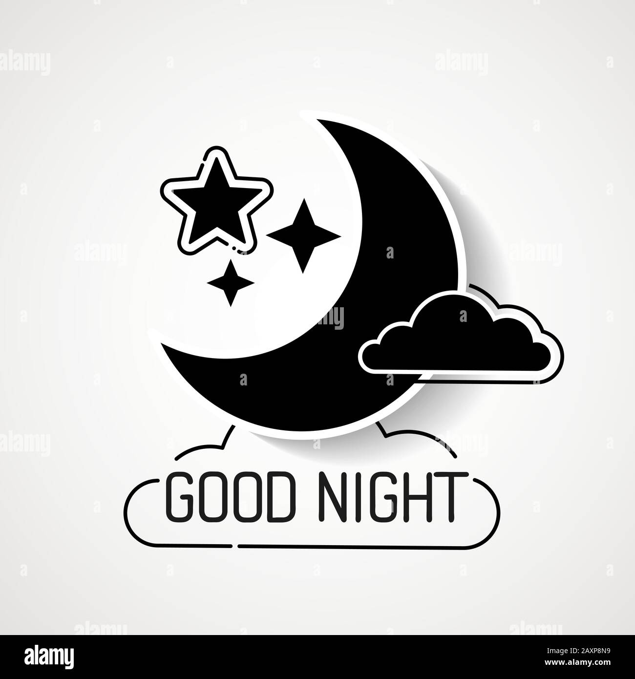 Night Time Sky, Nature Landscape With Moon, Good Night Vector Stock ...