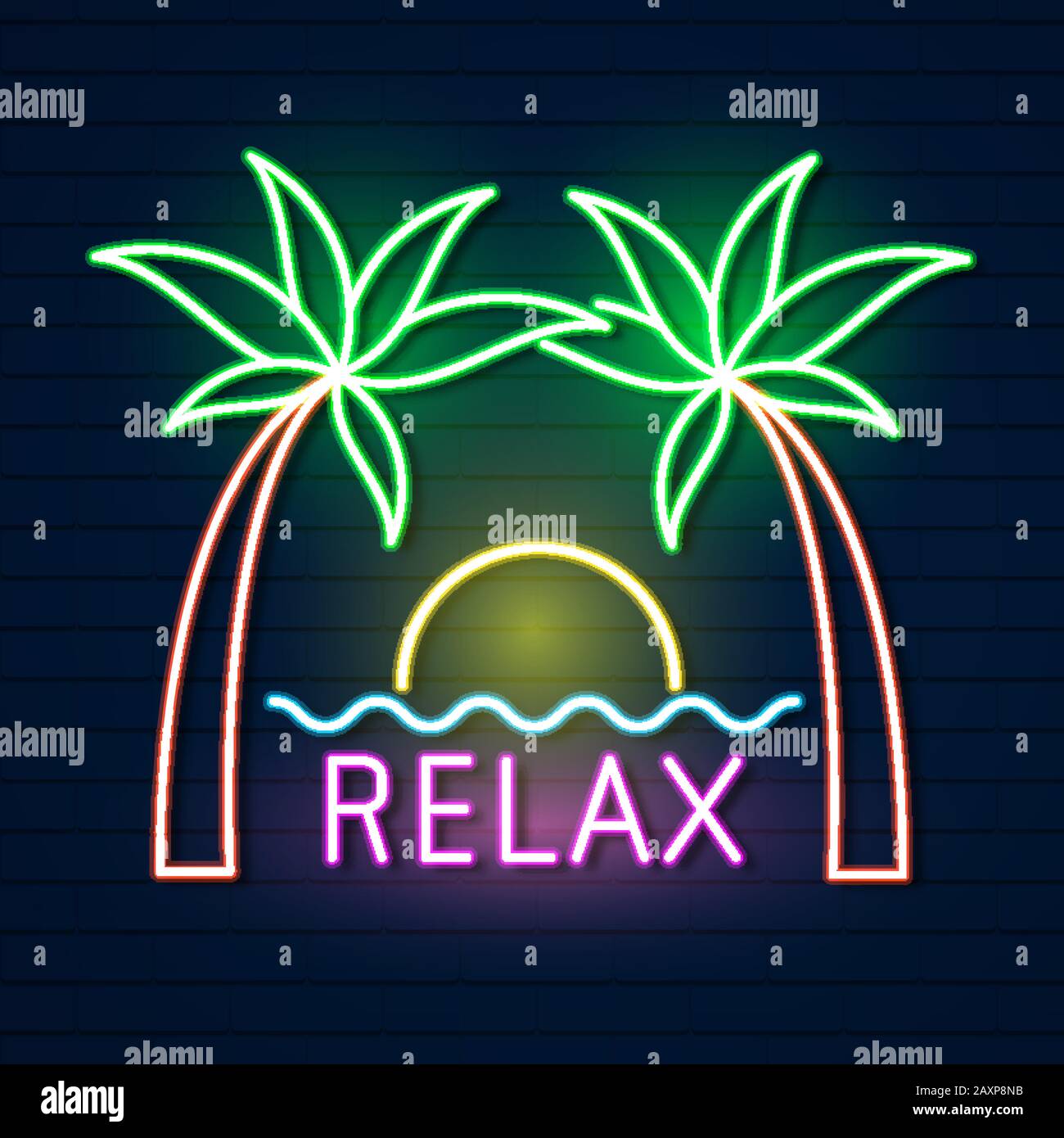 Summer Beach Neon Sign. Neon Sign, Bright Signboard Stock Vector Image ...