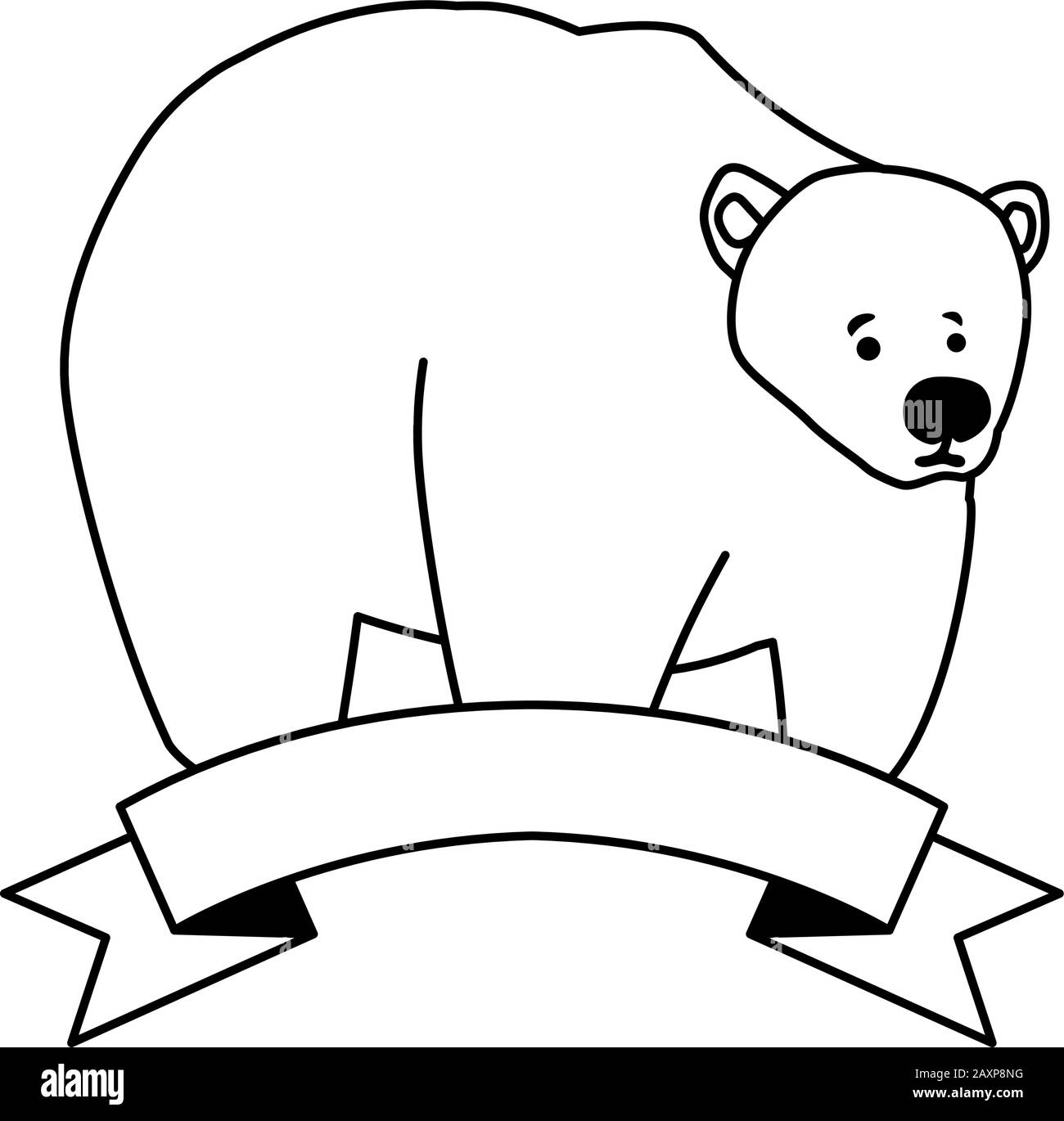 big white polar bear with ribbon on white background vector ...