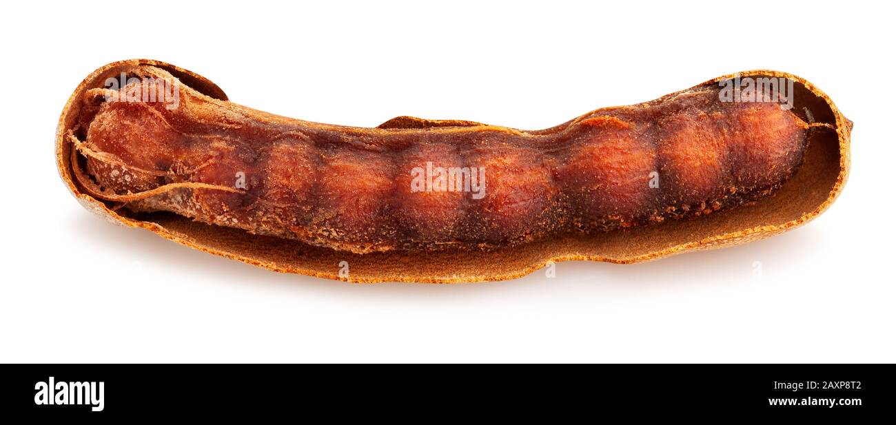 open tamarind path isolated on white Stock Photo - Alamy