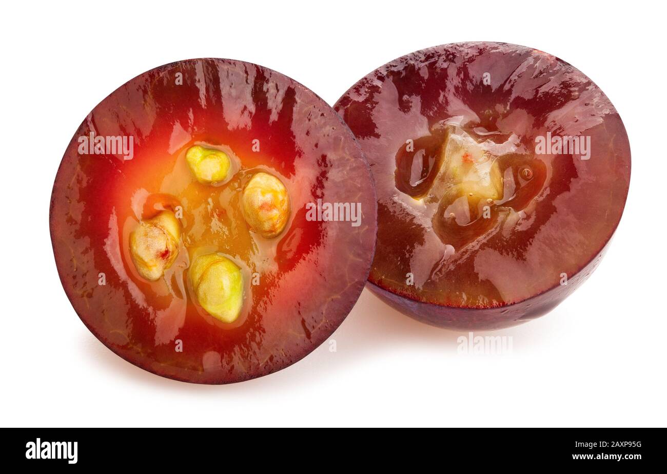 sliced blue grapes path isolated on white Stock Photo - Alamy