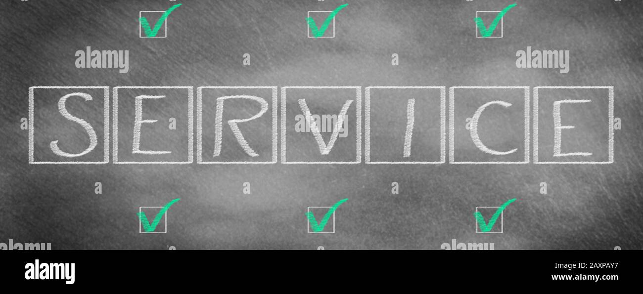 Lettering SERVICE written on a blackboard Stock Photo - Alamy