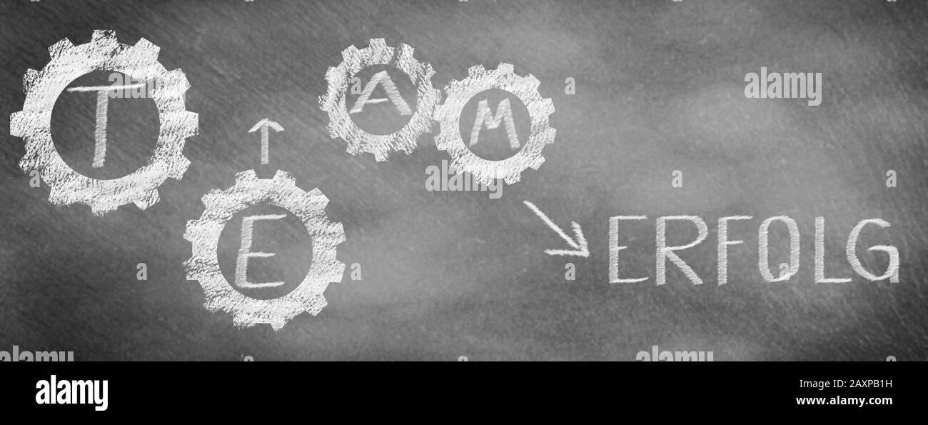 Gears team success school blackboard Stock Photo - Alamy