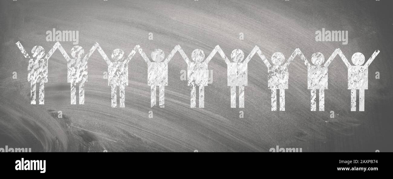 Human chain, group of people holding hands Stock Photo - Alamy