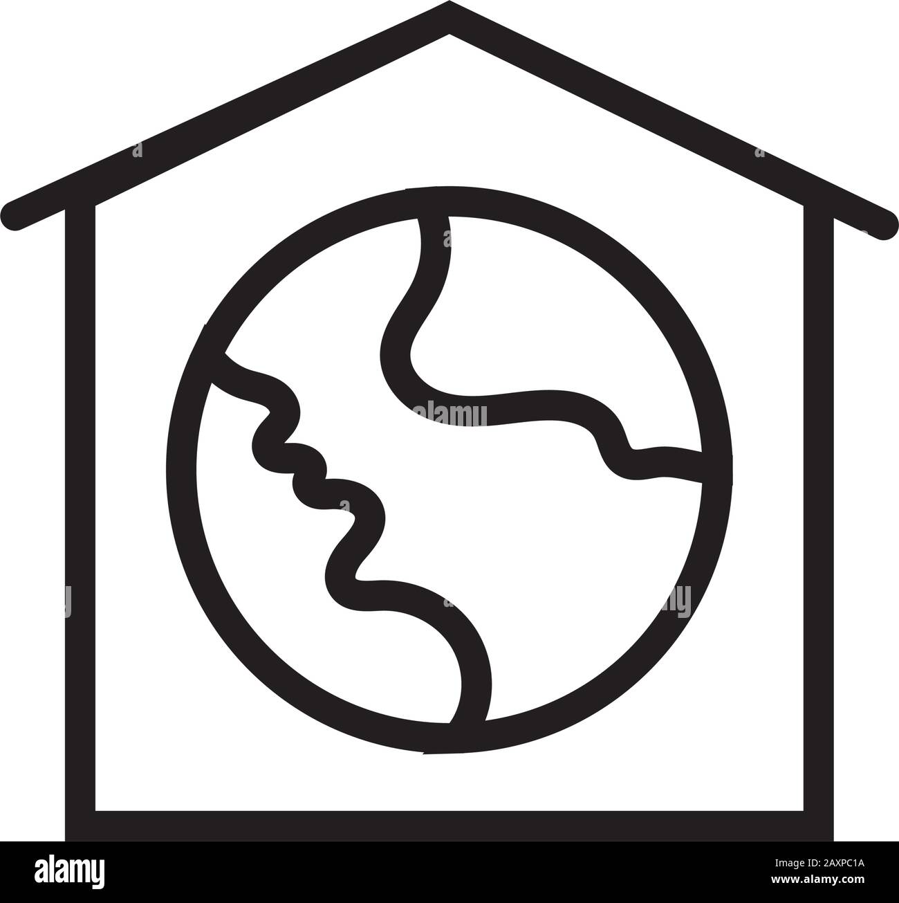 house with world planet earth line style Stock Vector Image & Art - Alamy