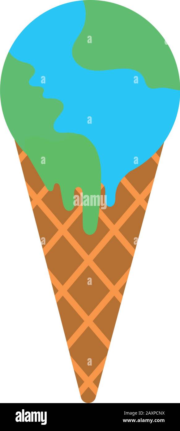 world planet earth in ice cream cone flat style Stock Vector Image ...