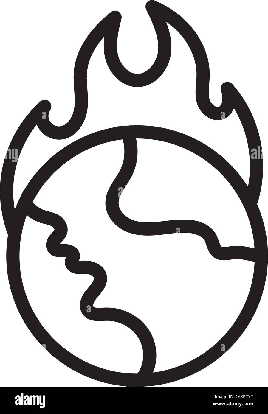 world planet earth with fire flames line style Stock Vector Image & Art ...