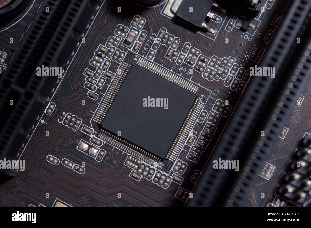 Close up blank microchip on Electronic circuit board Stock Photo - Alamy