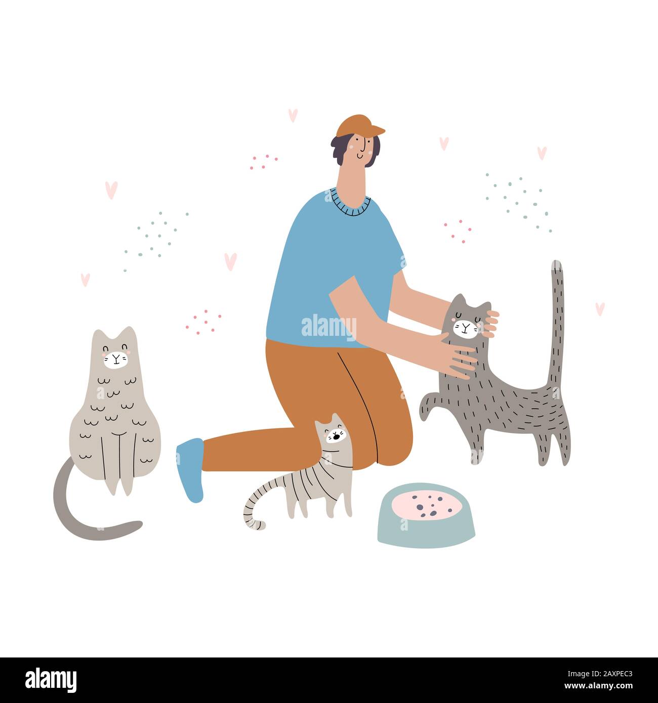 Hand Feeding Animals Cartoon