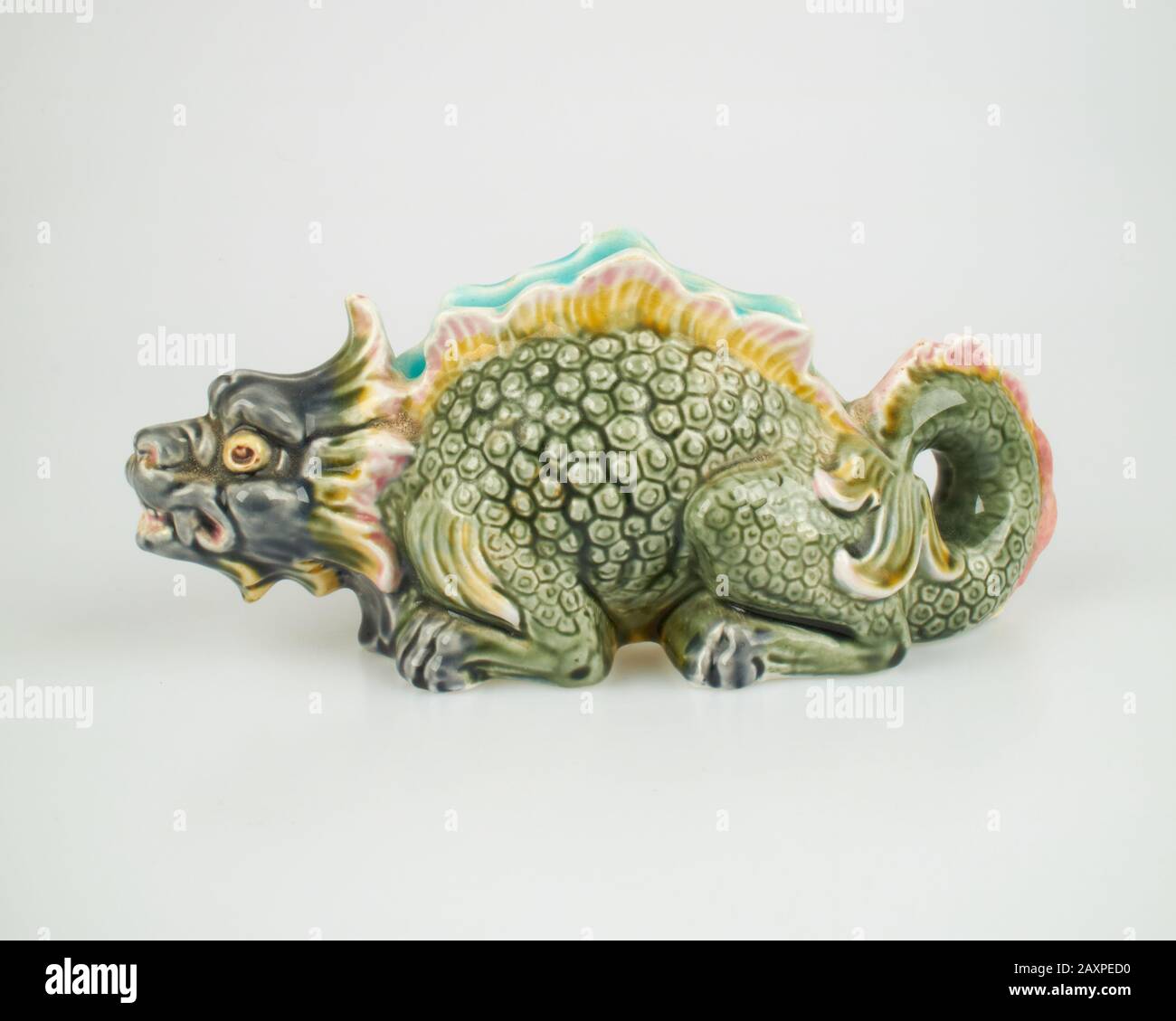Antique 19th century Art Pottery majolica grotesque dragon posy vase ...